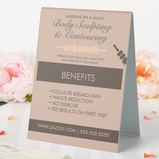 Body Contouring Body Sculpting Massage Table Tent Sign | Zazzle