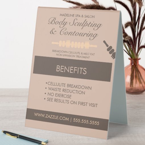 Body Contouring Body Sculpting Massage Table Tent Sign | Zazzle