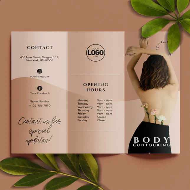 Body Contouring Price List Logo Tri Fold Brochure | Zazzle