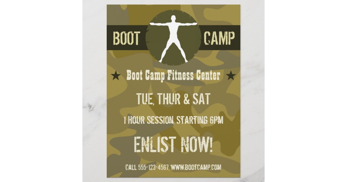 Body Madness Dark Green Camo Boot Camp Flyers | Zazzle