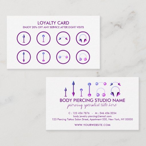 Body Piercing Loyalty Business Card | Zazzle
