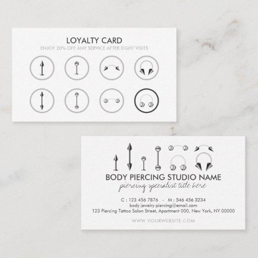 Body Piercing Sale Loyalty Business Card | Zazzle