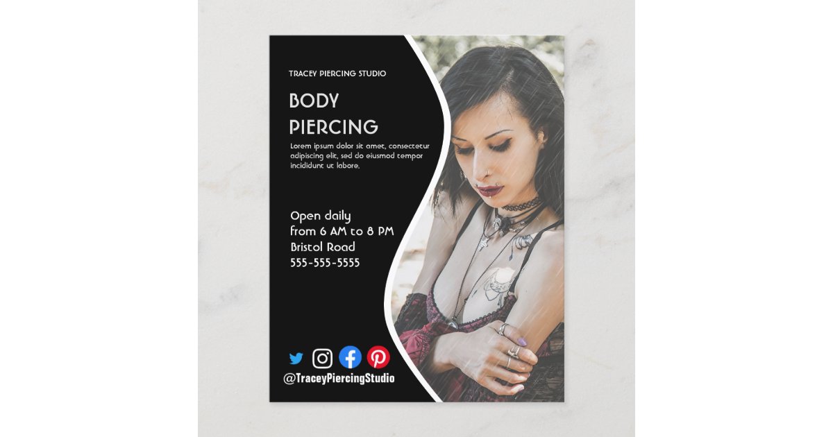Body PIERCING STUDIO poster flyer | Zazzle