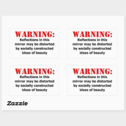 Body-Positive Mirror Warning Rectangular Sticker | Zazzle