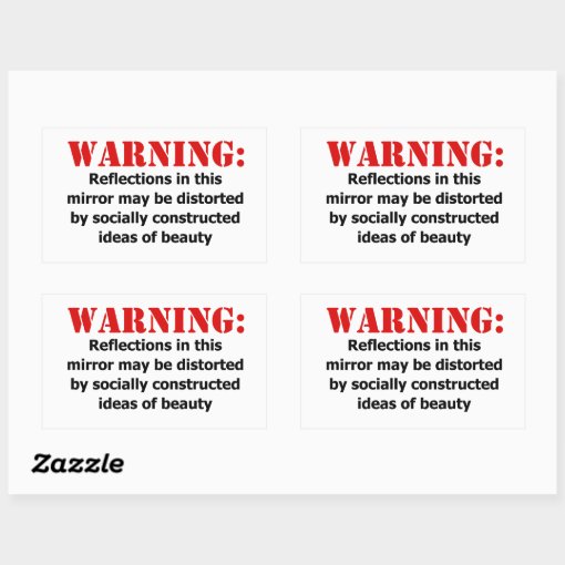 Body-Positive Mirror Warning Rectangular Sticker | Zazzle