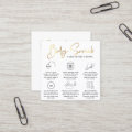 Body Scrub Application Guide White & Gold Logo Square Business Card ...