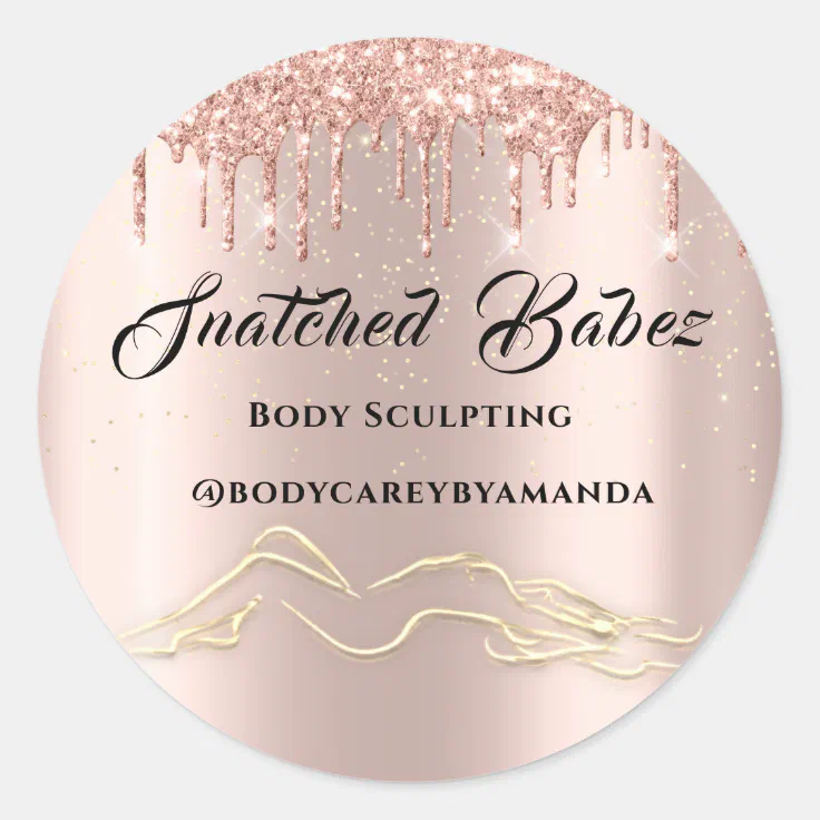 Body Sculpting Beauty Logo Massage Drips Rose Gold Classic Round ...