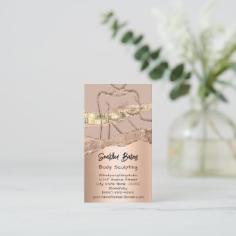 Body Sculpting Cosmetics Logo QR Code Rose Glitter Business Card | Zazzle