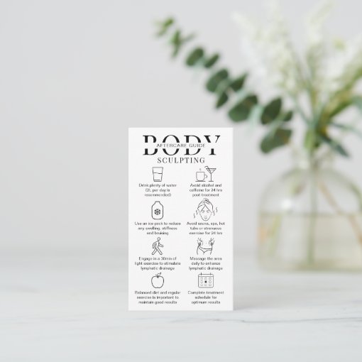 Body Sculpting Pre and Post Care Instructions Business Card | Zazzle