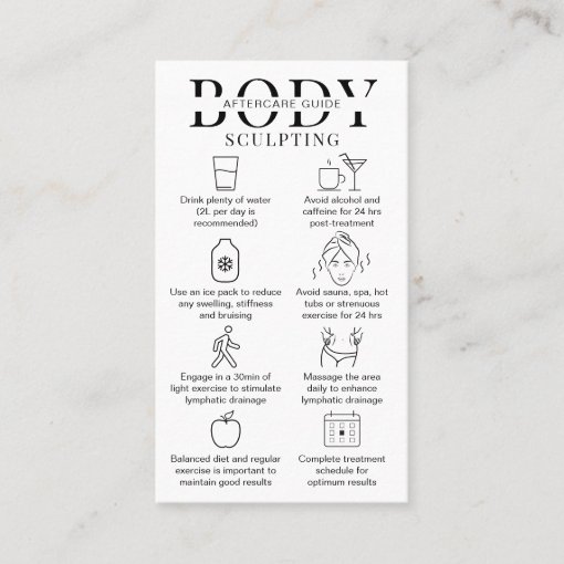 Body Sculpting Pre and Post Care Instructions Business Card | Zazzle