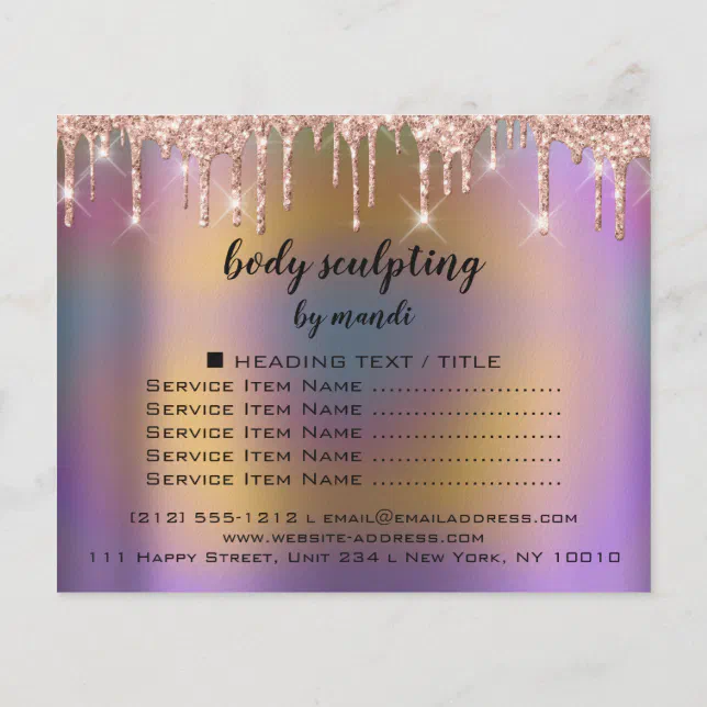Body Sculpting Shaping Drips Rose Wellness Flyer | Zazzle