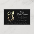 Body Shaping Sculpting Massage Gold Logo QR Black Business Card | Zazzle