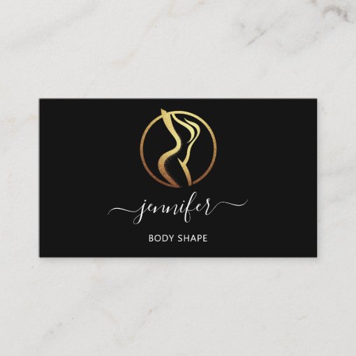 Body Shaping Sculpting Massage Gold Logo QR Code Business Card | Zazzle