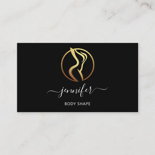 Body Shaping Sculpting Massage Gold Logo QR Code Business Card | Zazzle