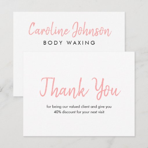 Body Waxing Skin Care Boutique Minimal Thank You Postcard | Zazzle