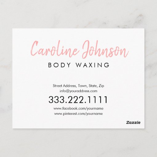 Body Waxing Skin Care Boutique Minimal Thank You Postcard | Zazzle