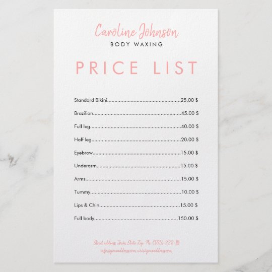 Body Waxing Wax Boutique Minimal Text Design Flyer | Zazzle.com