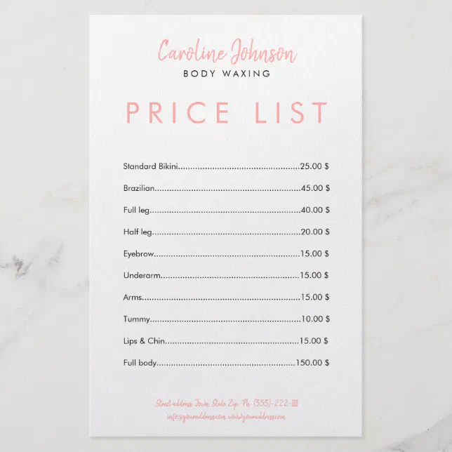 Body Waxing Wax Boutique Minimal Text Design Flyer | Zazzle