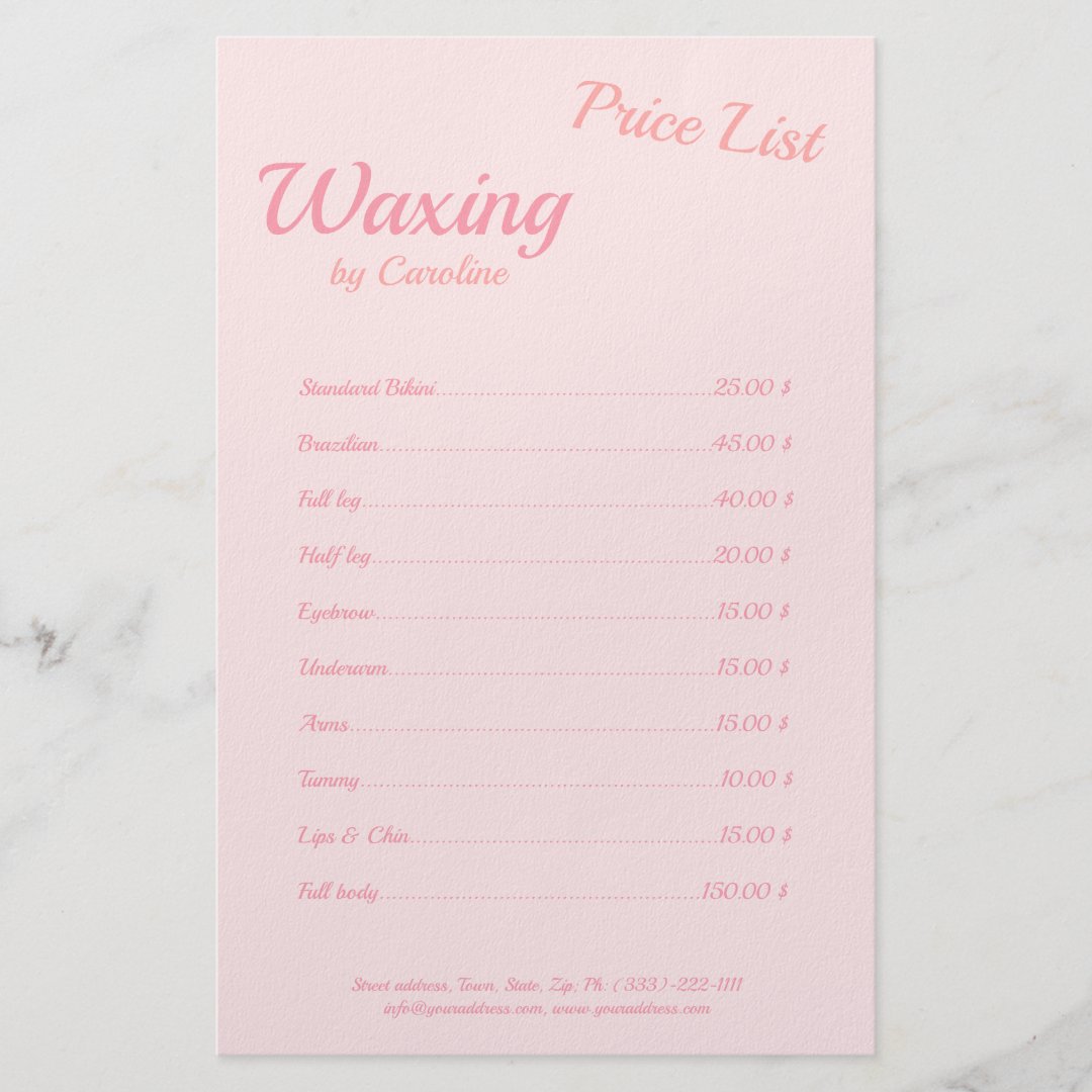 Body Waxing Wax Boutique Simple Pink Flyer | Zazzle