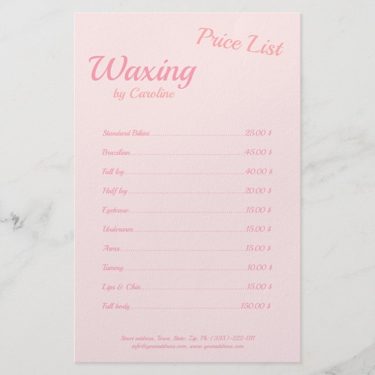Body Waxing Wax Boutique Simple Pink Flyer | Zazzle