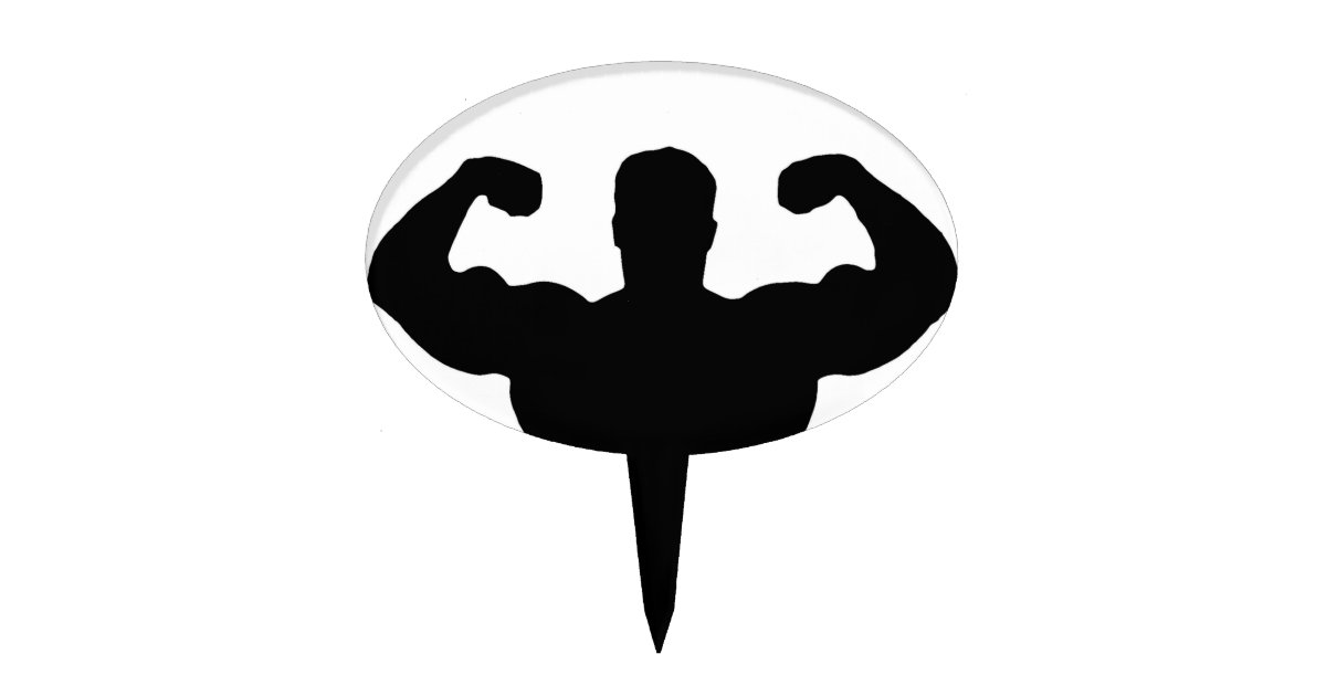 bodybuilder flexing muscles cake topper | Zazzle