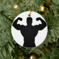 bodybuilder flexing muscles ceramic ornament | Zazzle