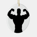 bodybuilder flexing muscles ceramic ornament | Zazzle