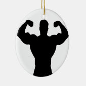 bodybuilder flexing muscles ceramic ornament | Zazzle