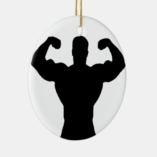 bodybuilder flexing muscles ceramic ornament | Zazzle