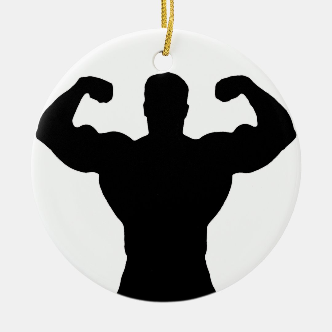 bodybuilder flexing muscles ceramic ornament | Zazzle