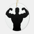 bodybuilder flexing muscles ceramic ornament | Zazzle