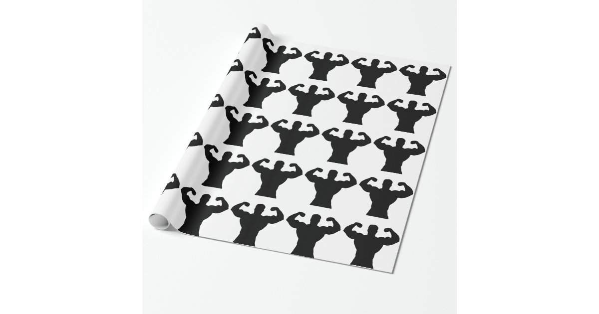 bodybuilder flexing muscles wrapping paper | Zazzle