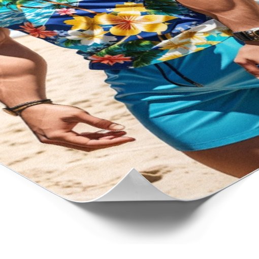 Bodybuilder Model at Hawaii Beach Poster | Zazzle