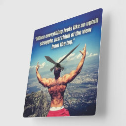 Bodybuilding Fitness Gym Workout Motivation Square Wall Clock | Zazzle