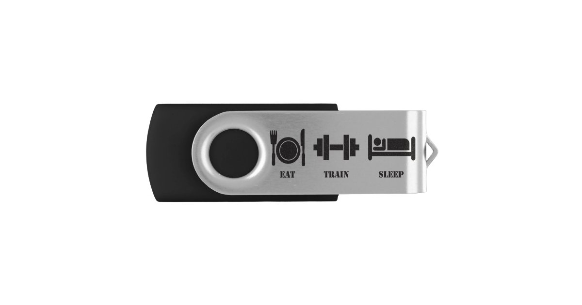 Bodybuilding Gym Motivation - Eat, Train, Sleep USB Flash Drive | Zazzle