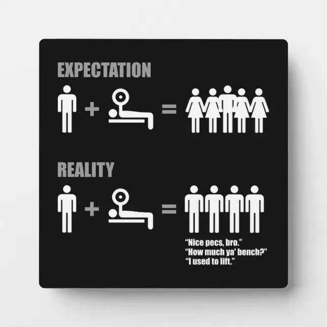 Bodybuilding Humor - Expectation vs Reality Plaque | Zazzle