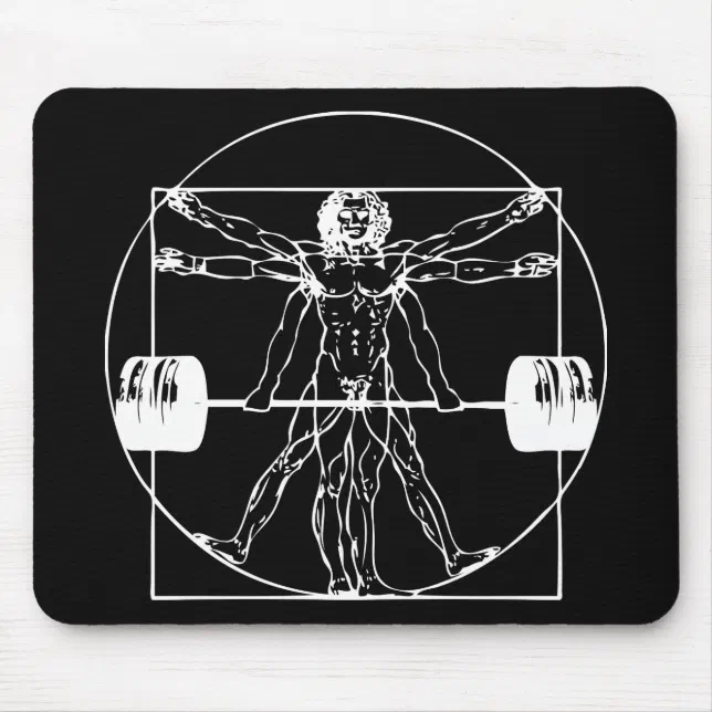 Bodybuilding - Vitruvian Barbell Man Mouse Pad | Zazzle