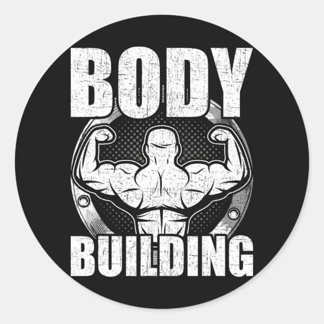 Bodybuilding Weightlifting Bodybuilder Workout Classic Round Sticker ...