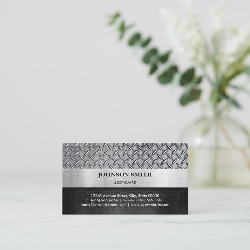 Bodyguard - Diamond Metal Plate Business Card | Zazzle