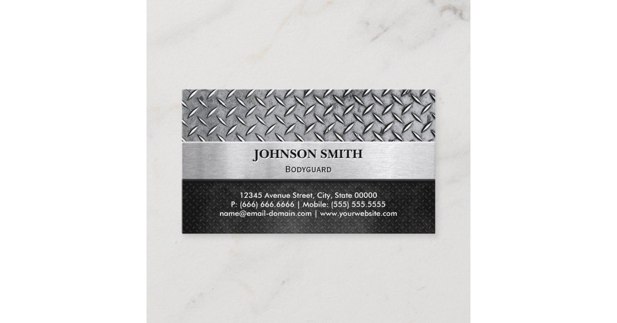Bodyguard - Diamond Metal Plate Business Card | Zazzle