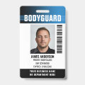 Bodyguard Security Guard ID Photo Logo Blue Custom Badge | Zazzle