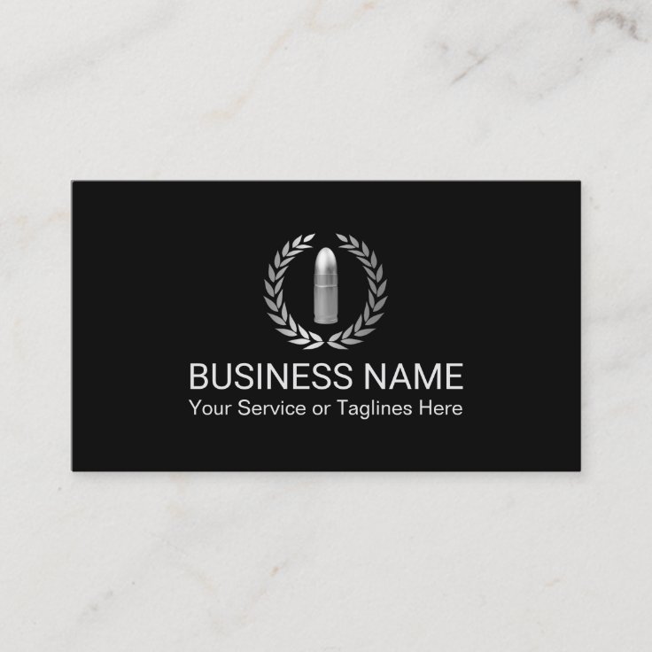 Bodyguard Silver Bullet Modern Black Security Business Card | Zazzle