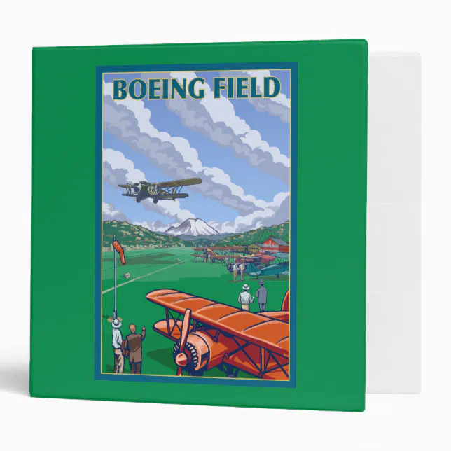 Boeing Field Vintage Travel Poster Binder | Zazzle