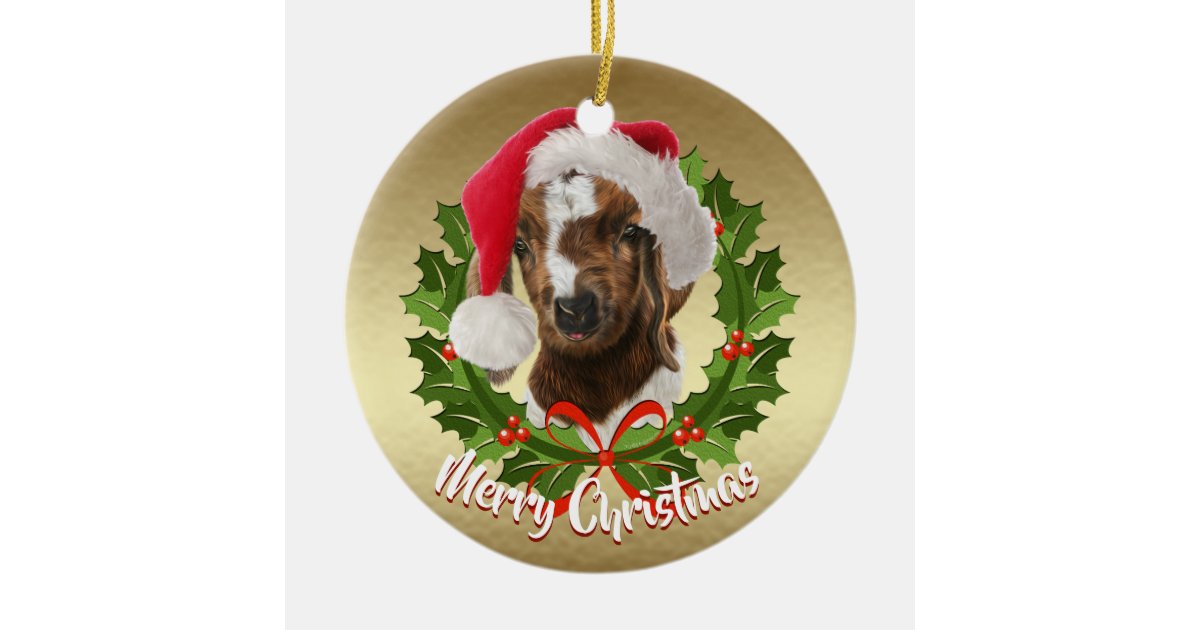 Boer Goat Baby Santa Hat Christmas Ornament | Zazzle