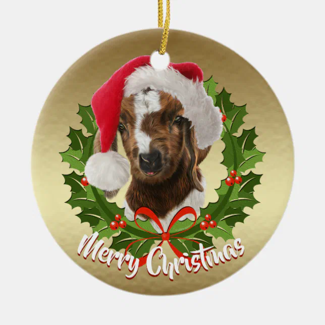 Boer Goat Baby Santa Hat Christmas Ornament | Zazzle