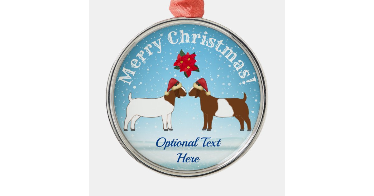 Boer Goat Christmas in the snow Metal Ornament | Zazzle