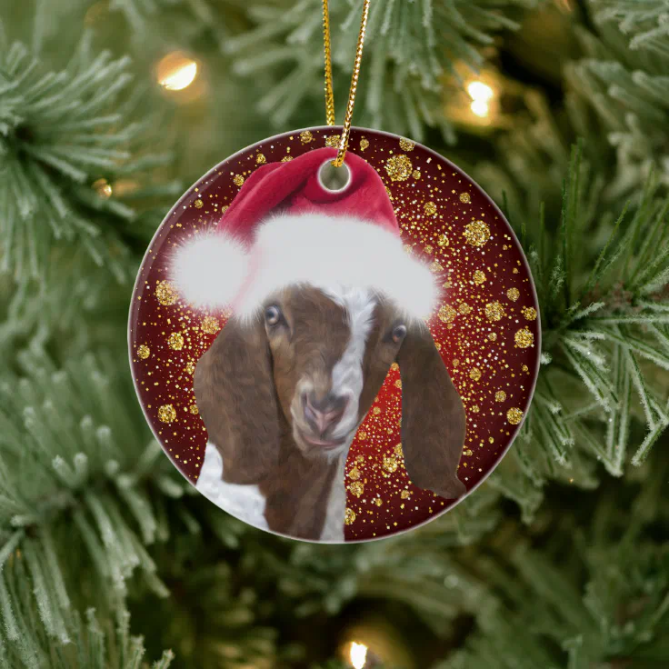 Boer Goat Santa Hat Christmas Ornament | Zazzle