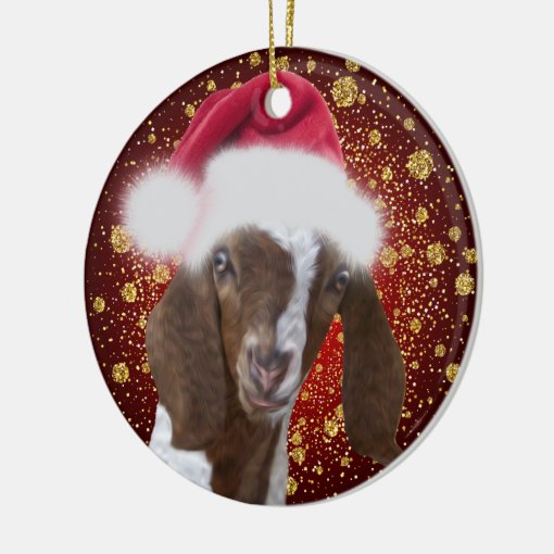 Boer Goat Santa Hat Christmas Ornament | Zazzle