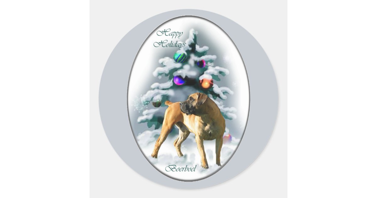 Boerboel Christmas Gifts Classic Round Sticker | Zazzle