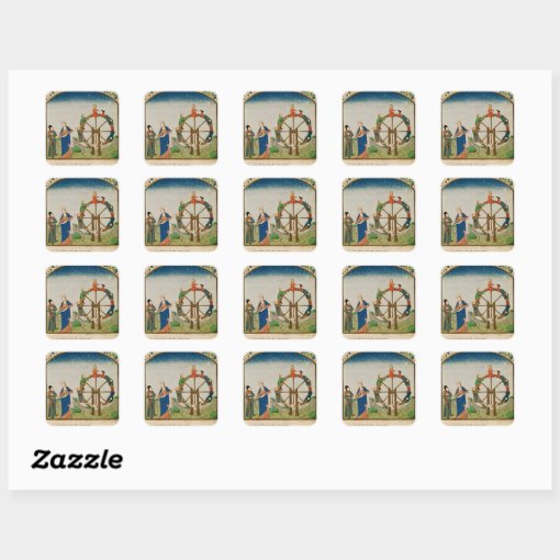 Boethius with the Wheel of Fortune Square Sticker | Zazzle